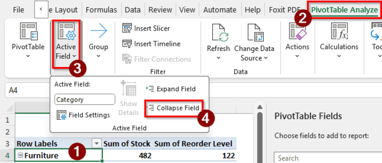 How to Collapse All Rows in a Pivot Table in Excel - Excel Insider