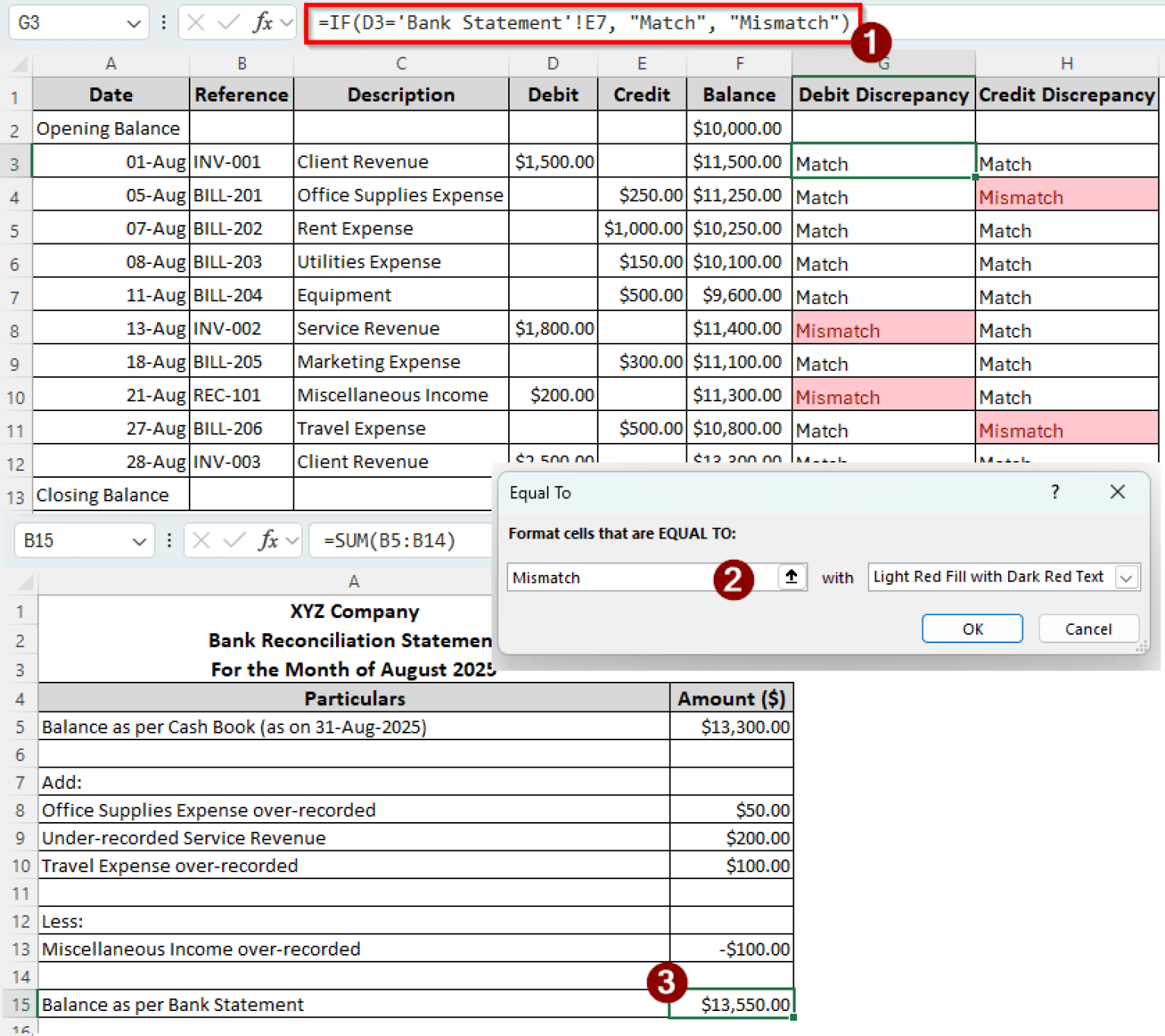 How to Do Bank Reconciliation in Excel (with Proper Steps) - Excel Insider