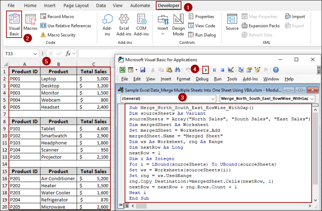 How to Merge Multiple Excel Sheets into One Sheet with VBA - Excel Insider