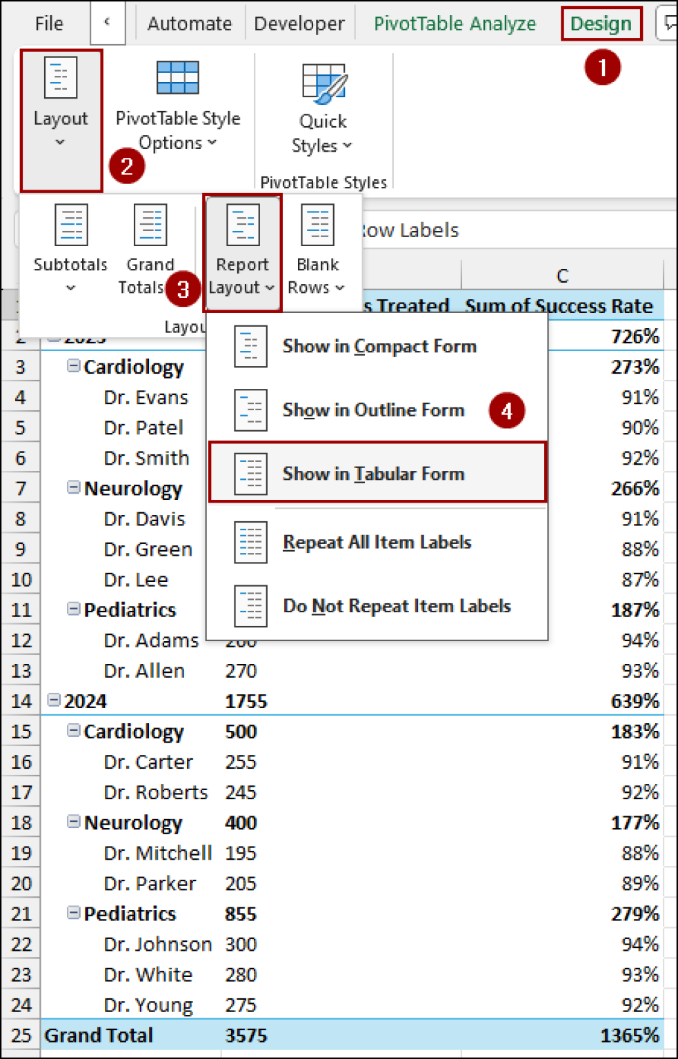 How to Show Columns Side by Side in Excel Pivot Table - Excel Insider