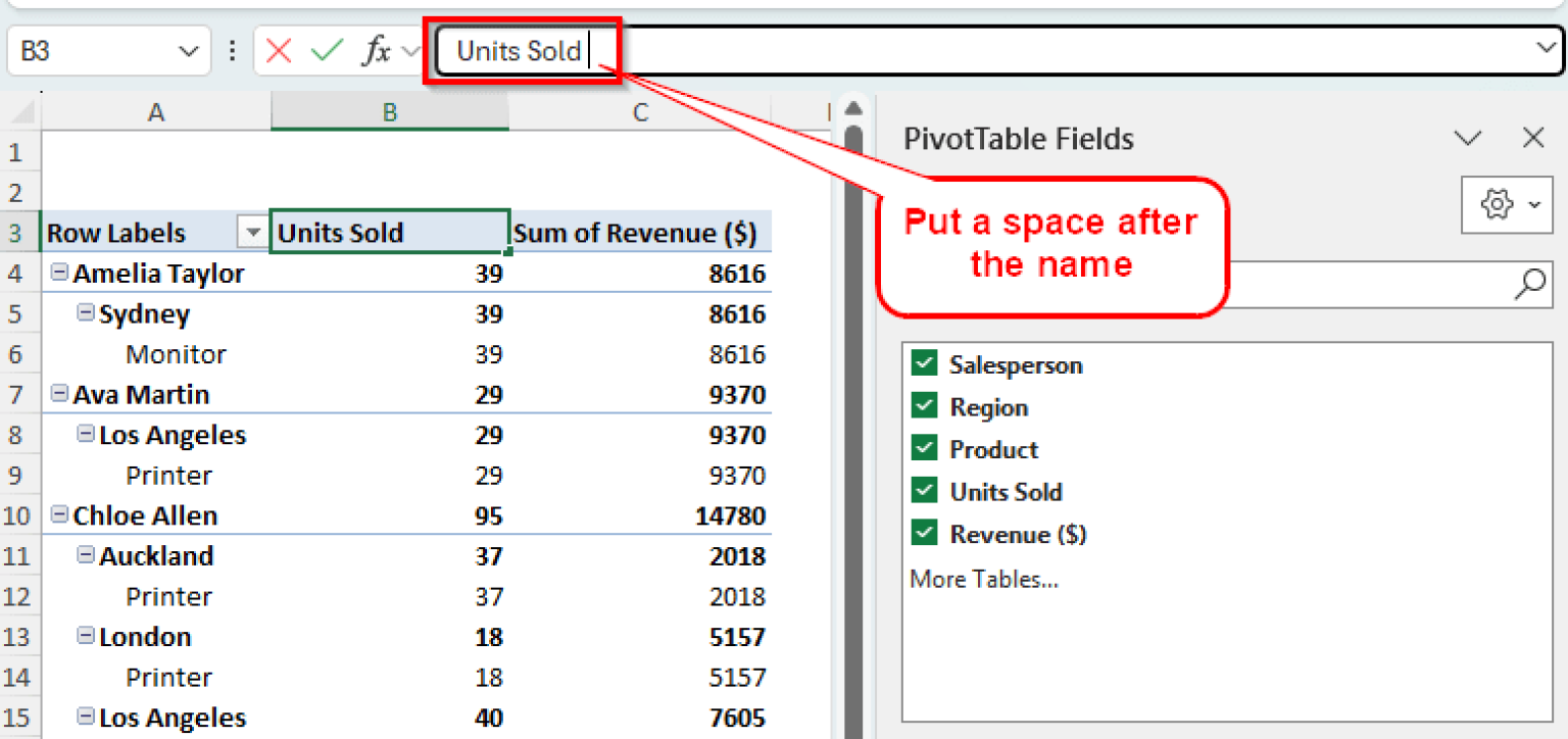 How to Fix Pivot Table Fields Name Already Exists Error - Excel Insider
