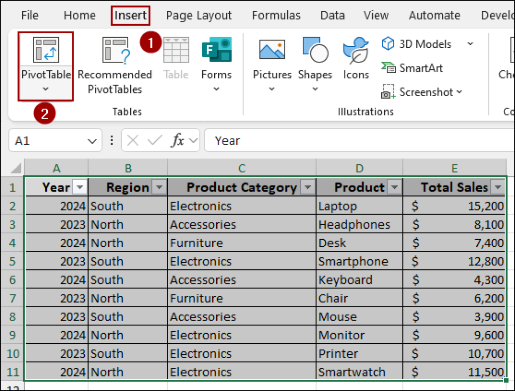 How to Show Multiple Columns Without Nesting in Pivot Table - Excel Insider