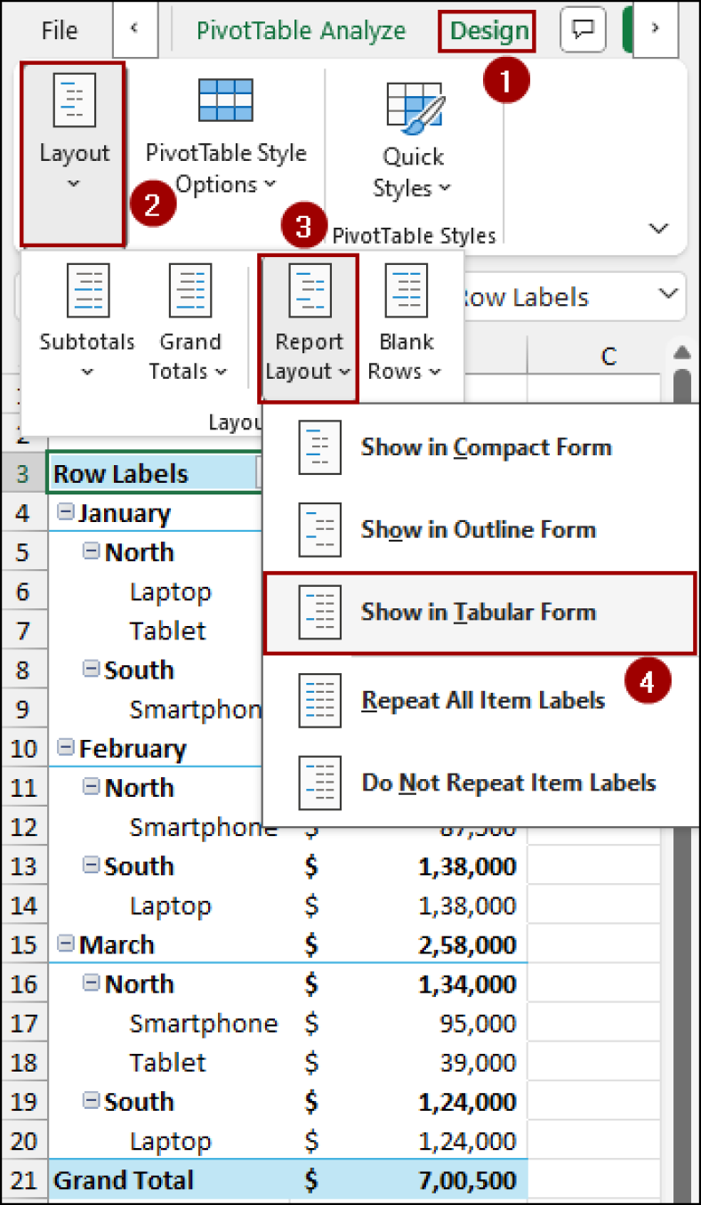 How to Show Excel Pivot Table in Tabular Form (3 Methods) - Excel Insider