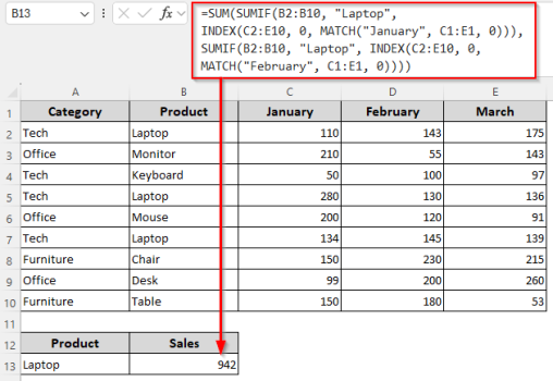 How to Combine SUMIF with INDEX-MATCH Formula in Excel - Excel Insider