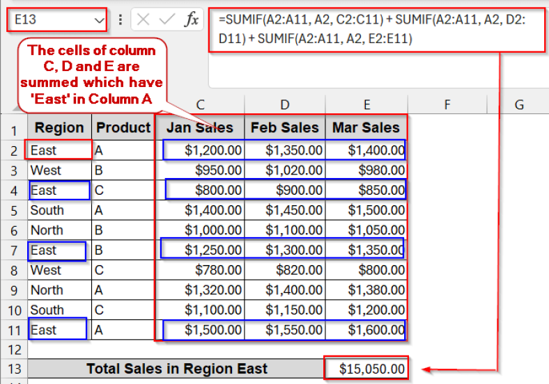 How to Sum Ranges of Multiple Columns with SUMIFS in Excel - Excel Insider