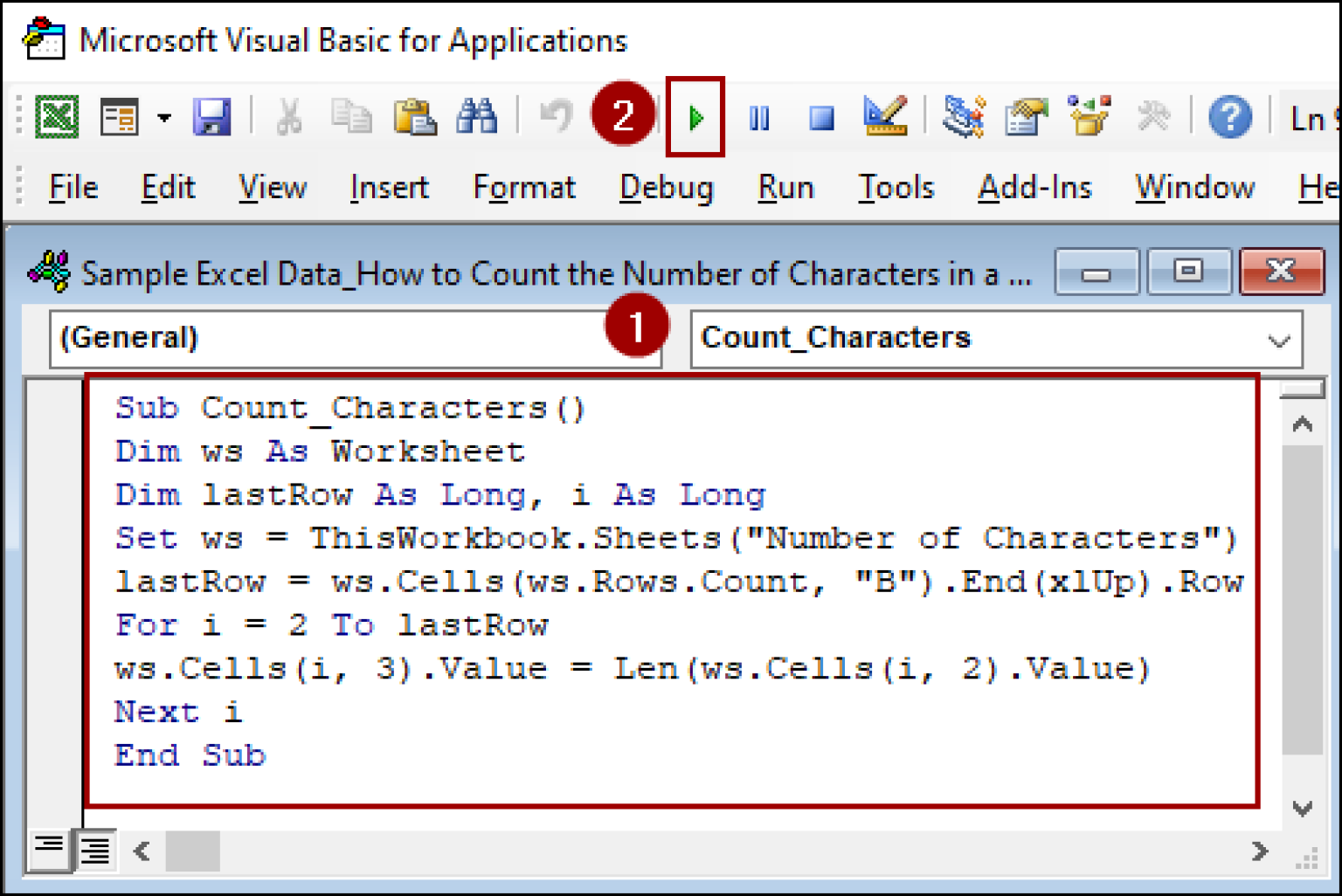 Count the Number of Characters in a String with Excel VBA - Excel Insider