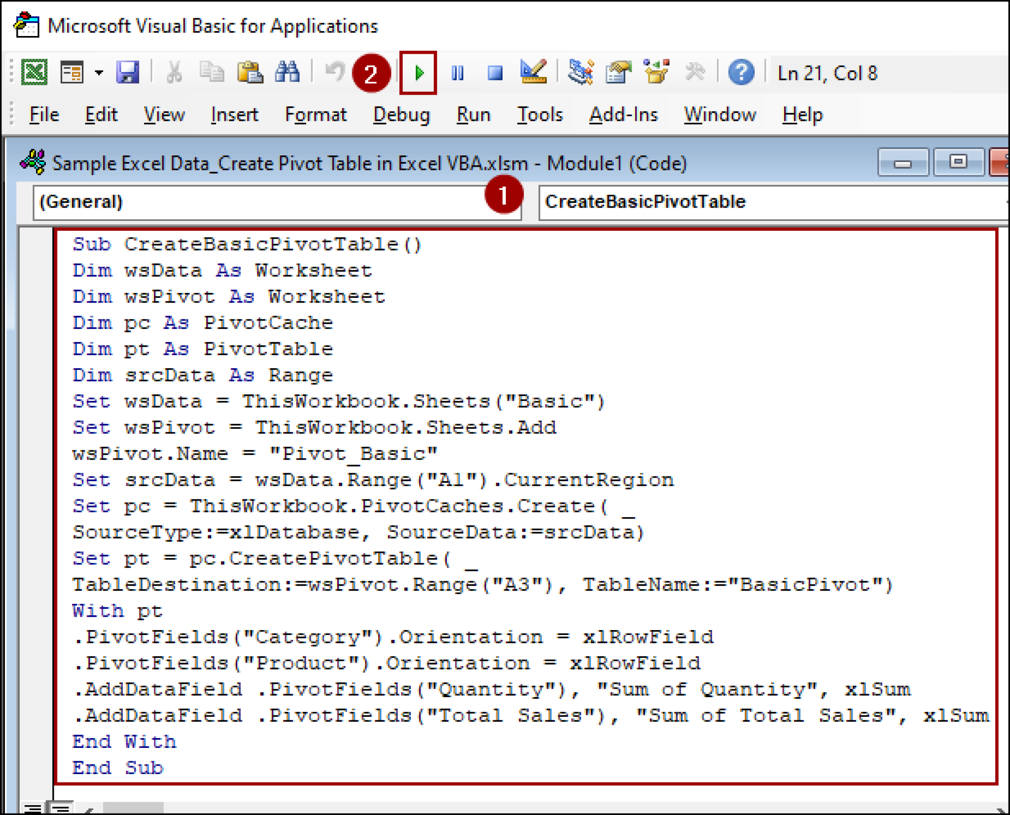 How to Create Pivot Table in Excel VBA (3 Different Criteria) - Excel Insider