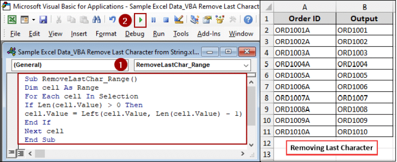 Excel VBA to Remove Last Character from String (3 Examples) - Excel Insider