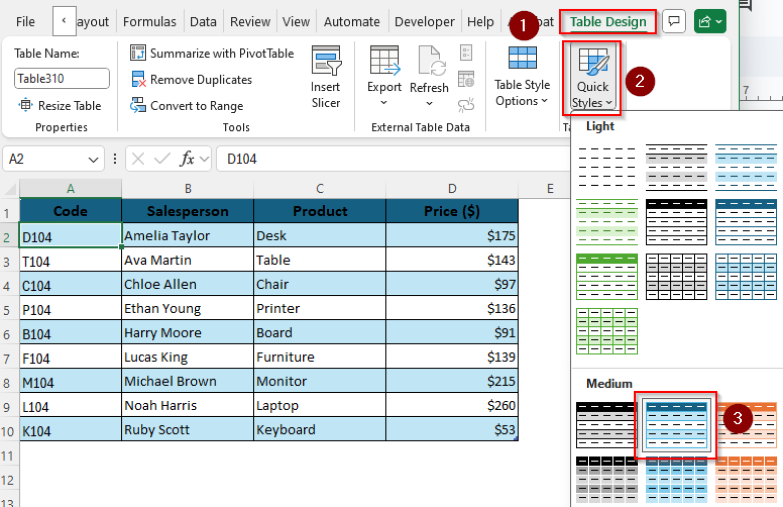 How to Change Table Colors in Excel (5 Easy Ways) - Excel Insider