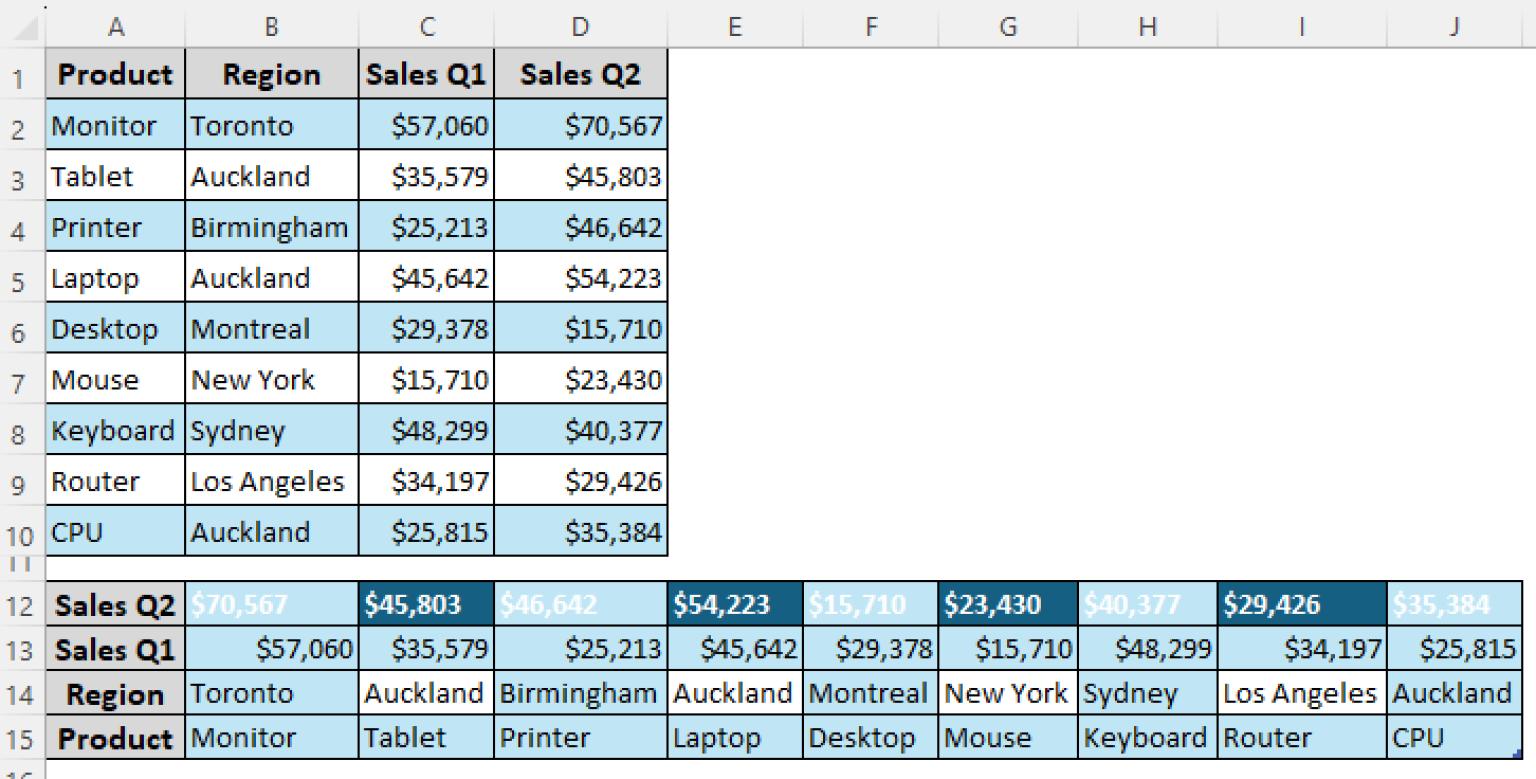 How to Rotate a Table in Excel (5 Different Examples) - Excel Insider