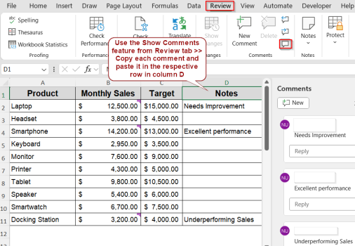 How to Convert Comments to Notes in Excel - Excel Insider