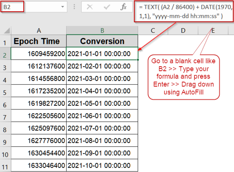 How to Convert Epoch Time to a Date in Excel - Excel Insider