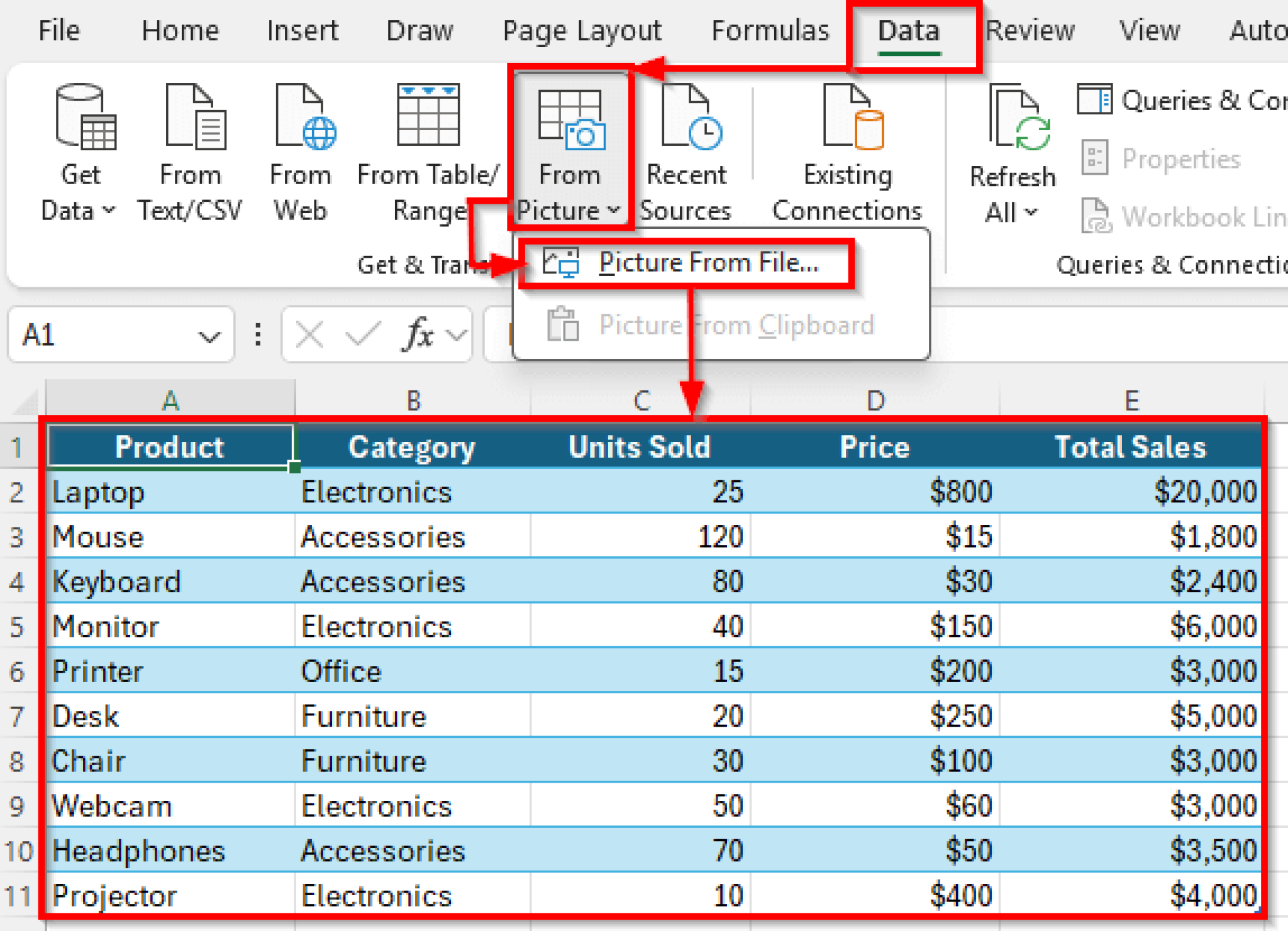 How to Convert Image to Table in Excel (4 Suitable Ways) - Excel Insider