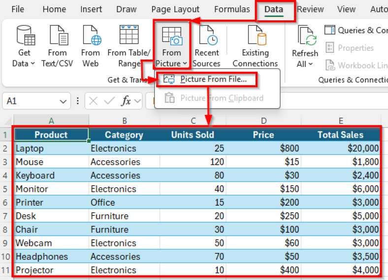 How to Convert Image to Table in Excel (4 Suitable Ways) - Excel Insider