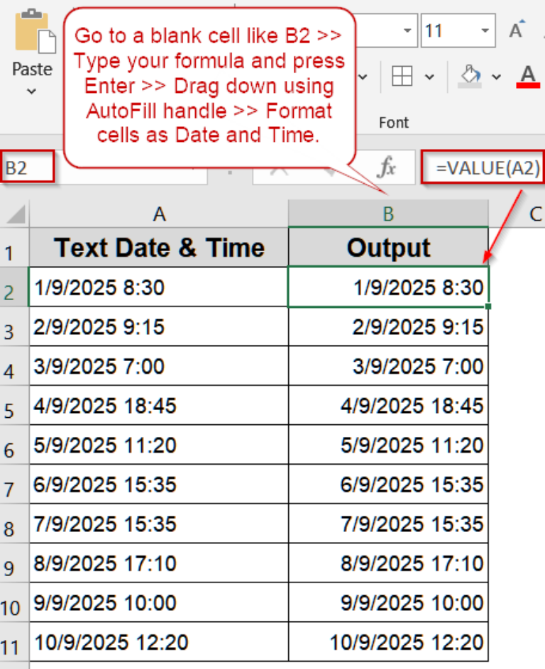 How to Convert Text to Date and Time in Excel (9 Examples) - Excel Insider