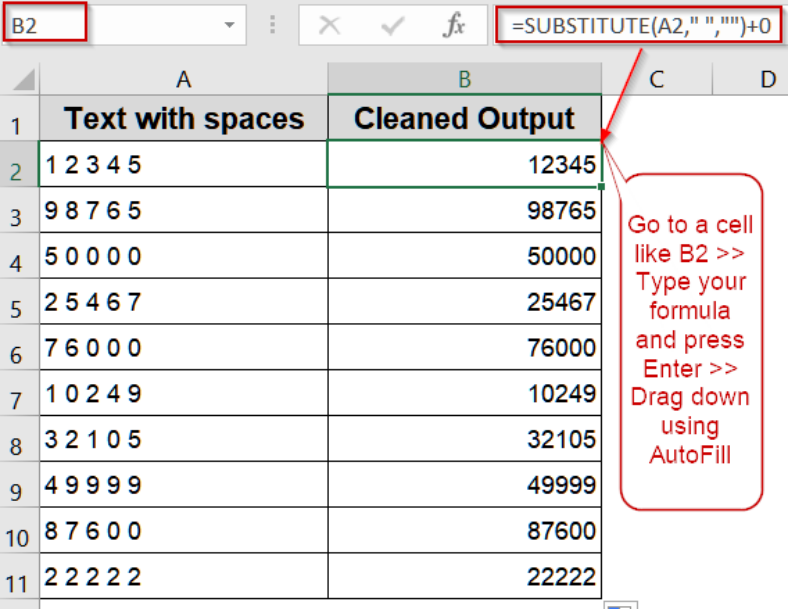 How to Convert Text with Spaces to Number in Excel - Excel Insider