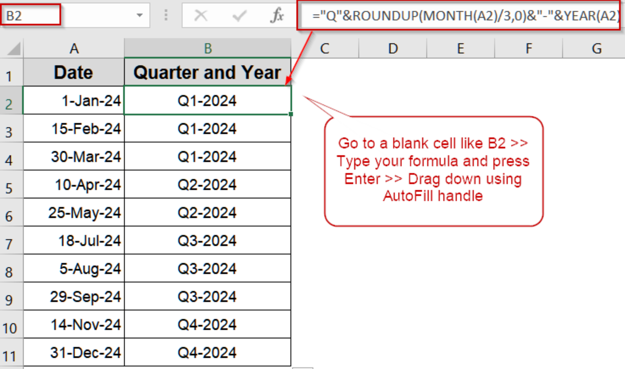 How to Convert a Date to Quarter and Year in Excel - Excel Insider
