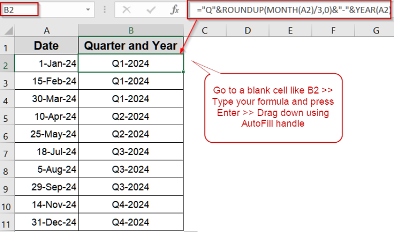 How to Convert a Date to Quarter and Year in Excel - Excel Insider