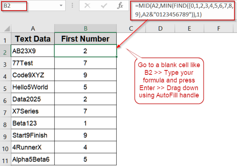 How to Find the First Number in a String in Excel - Excel Insider