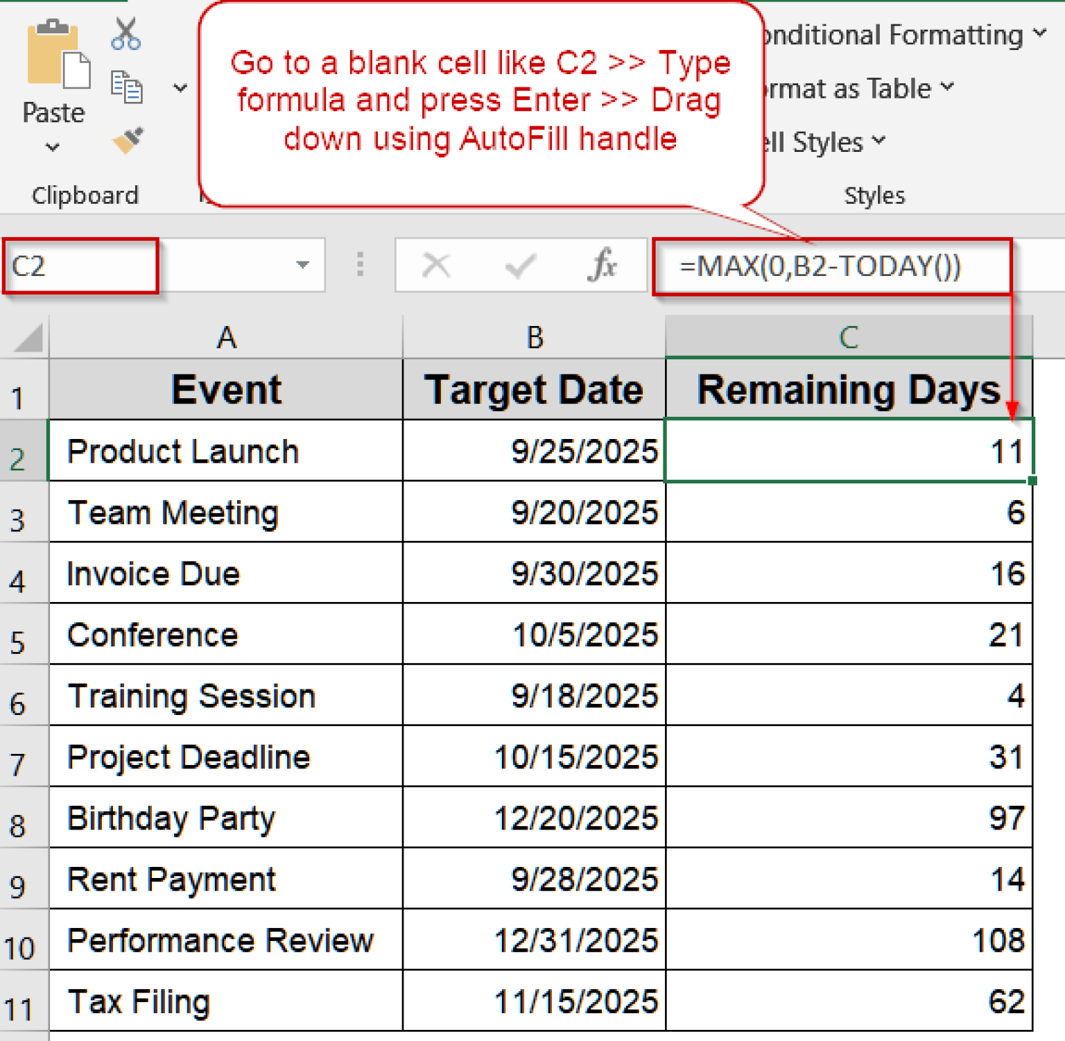 How to Calculate Remaining Days in Excel (5 Formulas) - Excel Insider