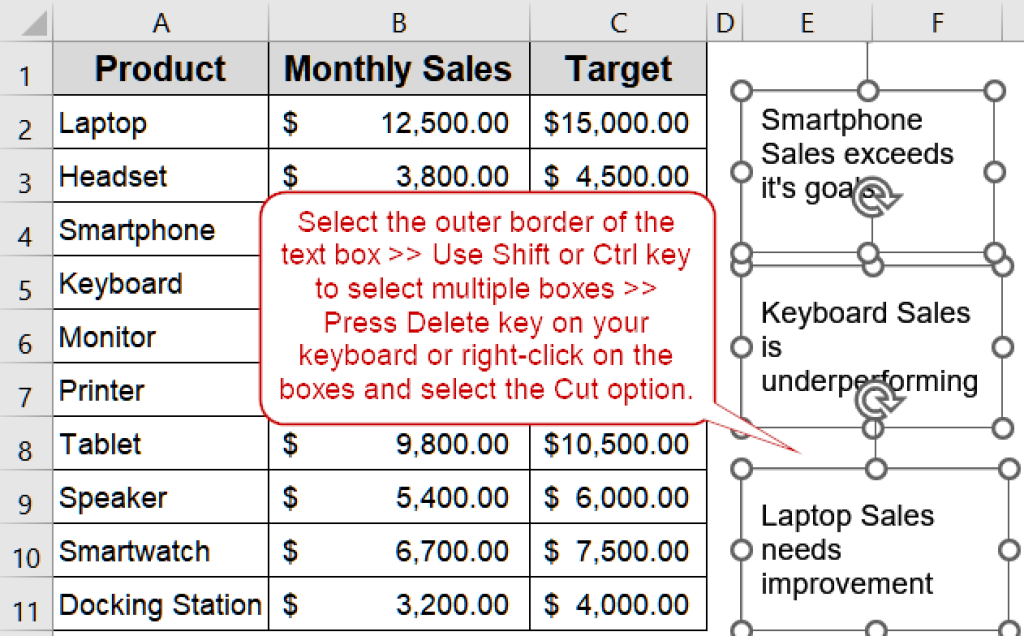 How to Delete Text Box in Excel (3 Simple Ways) - Excel Insider