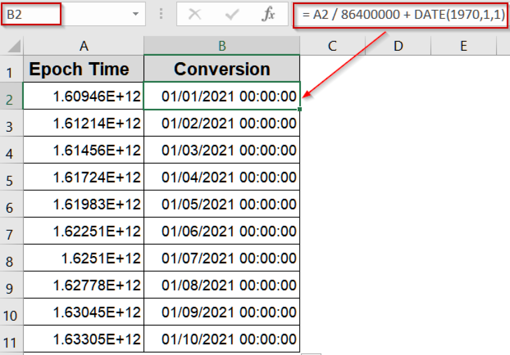 How to Convert Epoch Time to a Date in Excel - Excel Insider