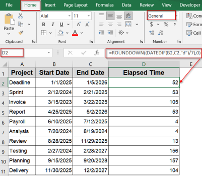 How to Calculate Elapsed Time Between Two Dates in Excel - Excel Insider