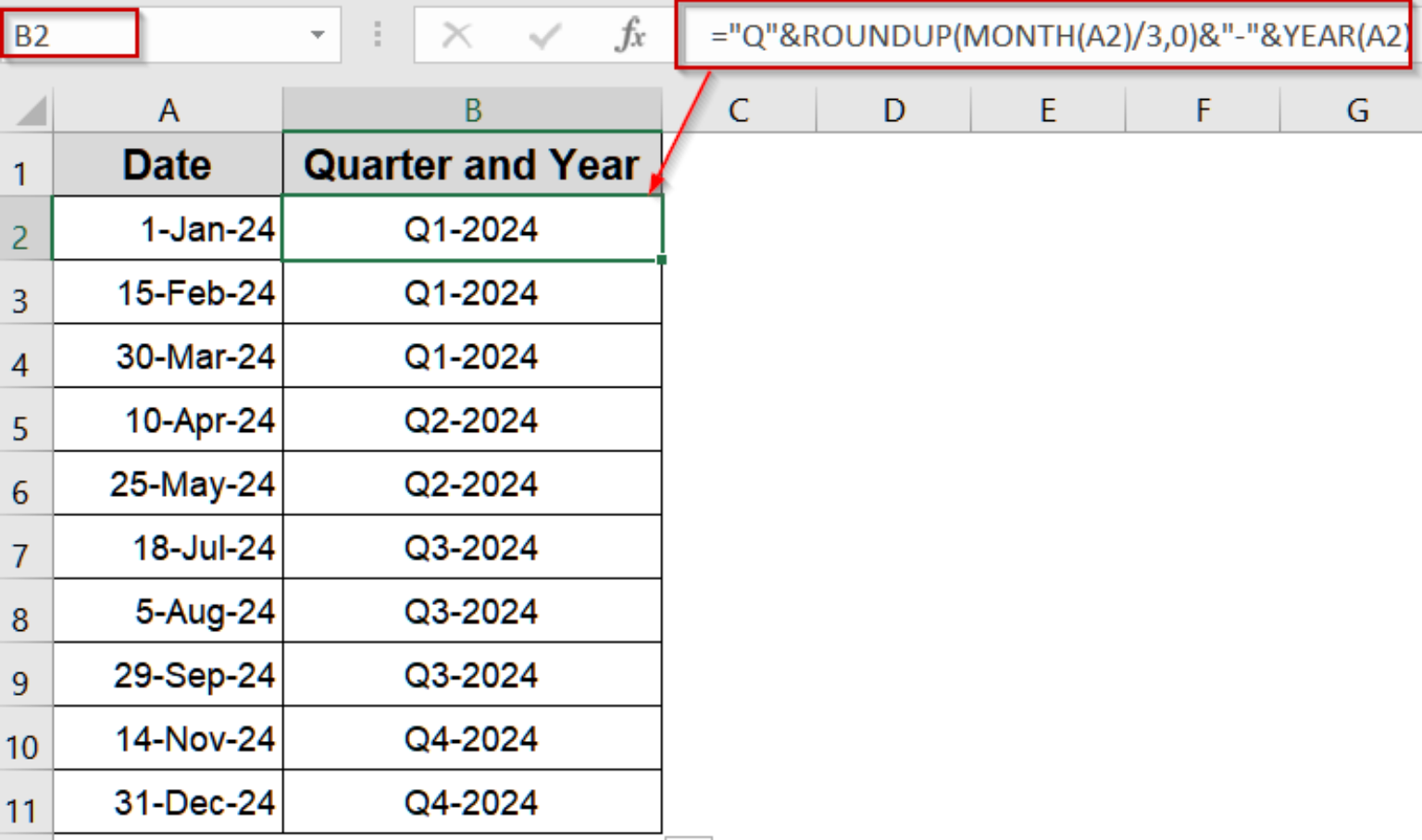 How to Convert a Date to Quarter and Year in Excel - Excel Insider