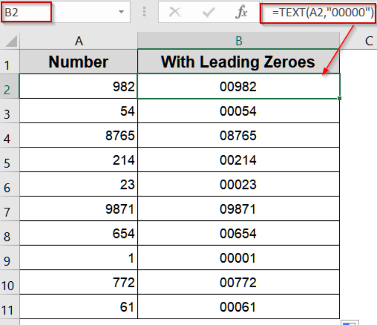 How to Convert Number to Text with Leading Zeros in Excel - Excel Insider