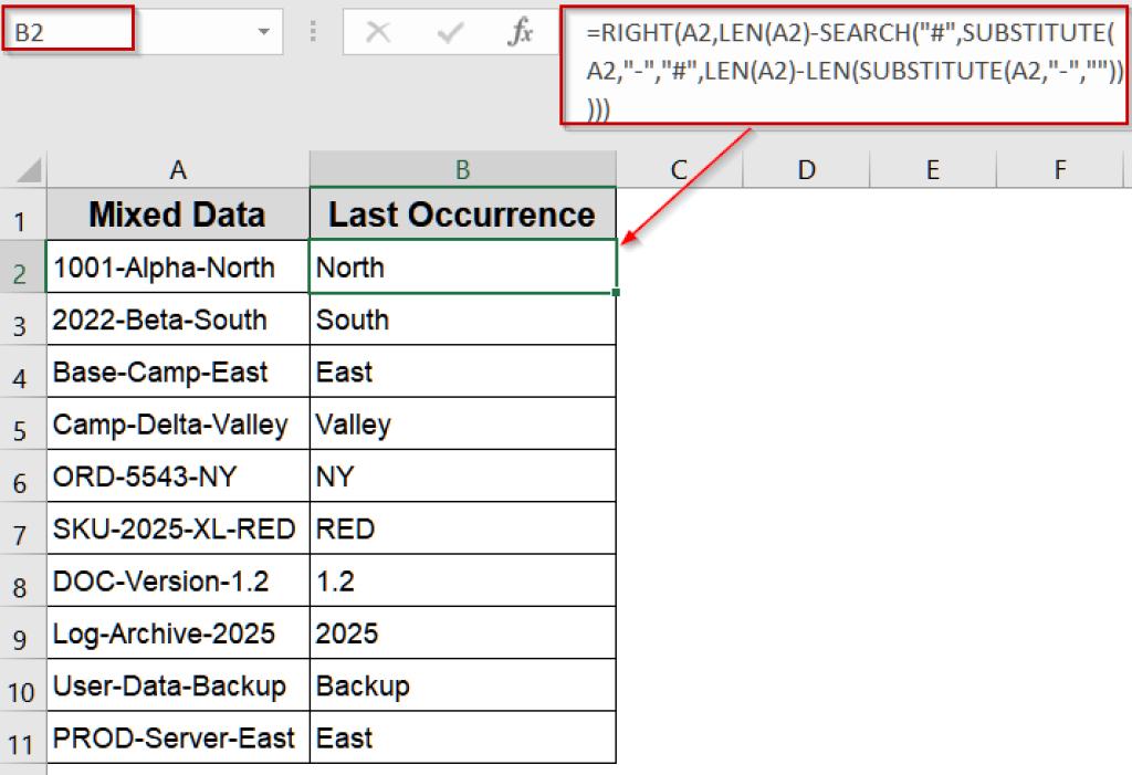 Extract Text After the Last Instance of a Character in Excel - Excel ...