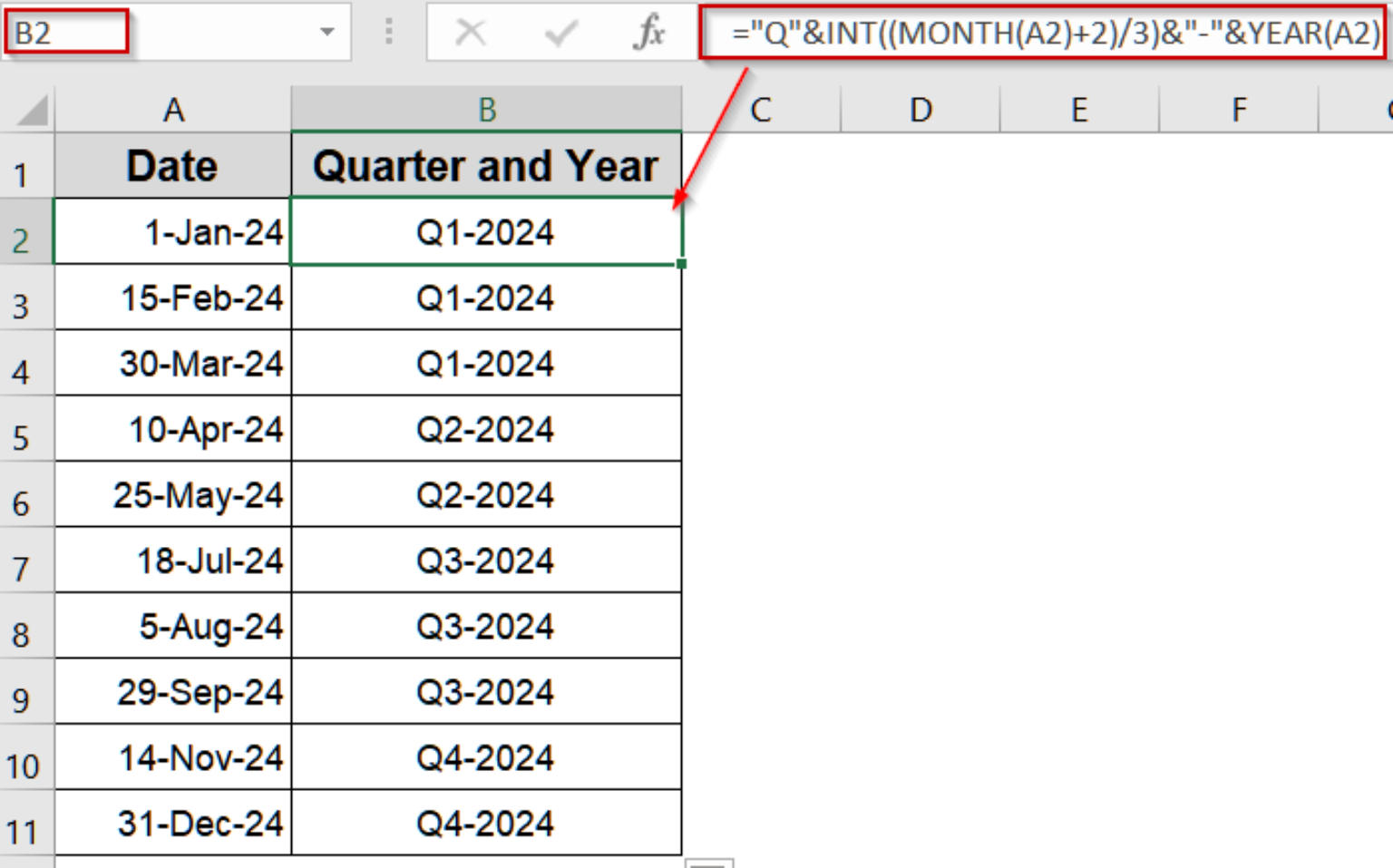 How to Convert a Date to Quarter and Year in Excel - Excel Insider