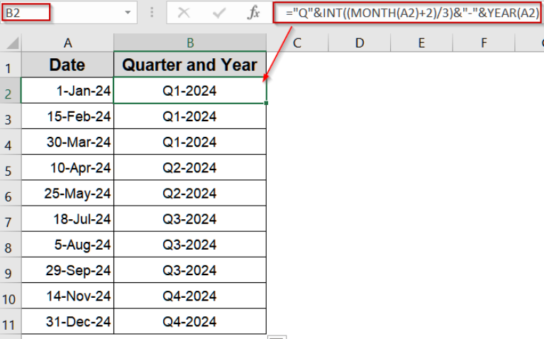 How to Convert a Date to Quarter and Year in Excel - Excel Insider