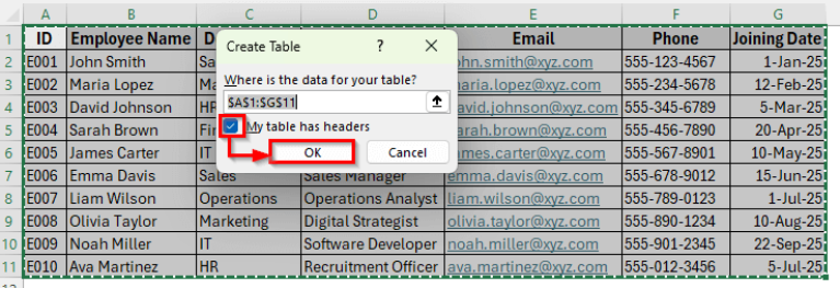 How to Create an Employee Database in Excel - Excel Insider