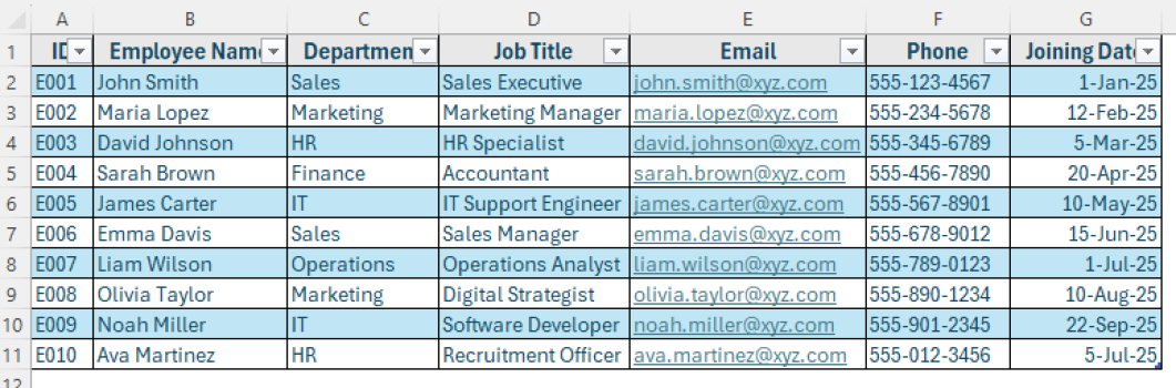 How to Create an Employee Database in Excel - Excel Insider