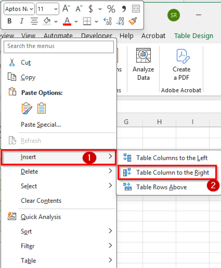 How to Add a Column to a Table in Excel (6 Easy Ways) - Excel Insider