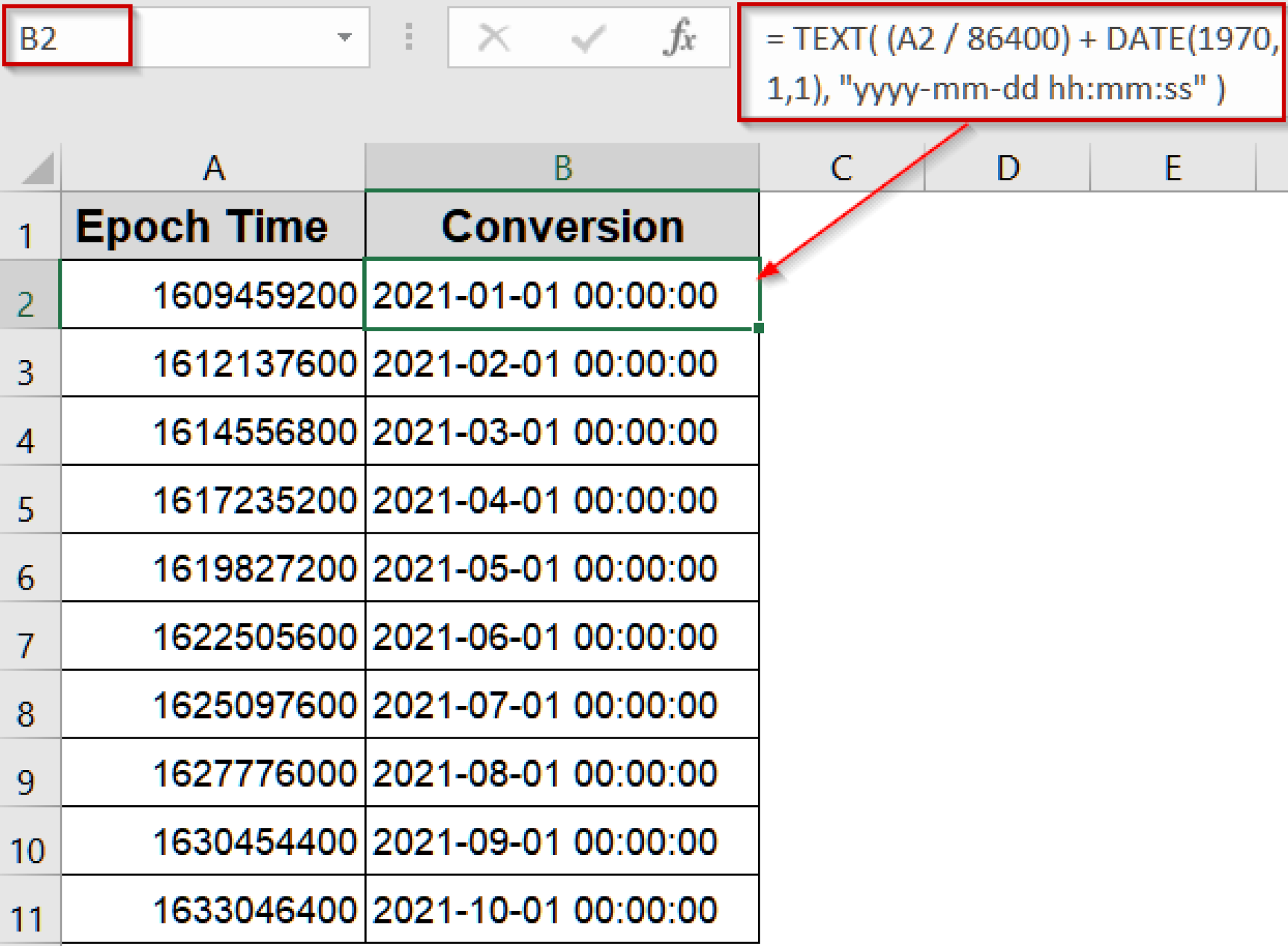 How to Convert Epoch Time to a Date in Excel - Excel Insider