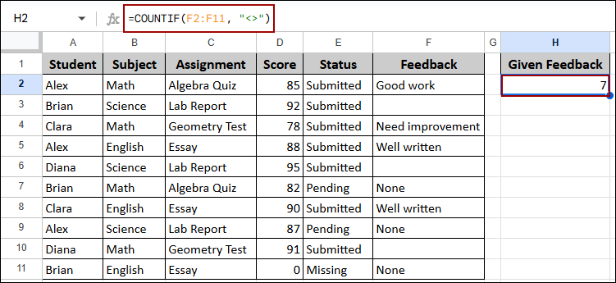 How to Use COUNTIF Function in Google Sheets - Excel Insider