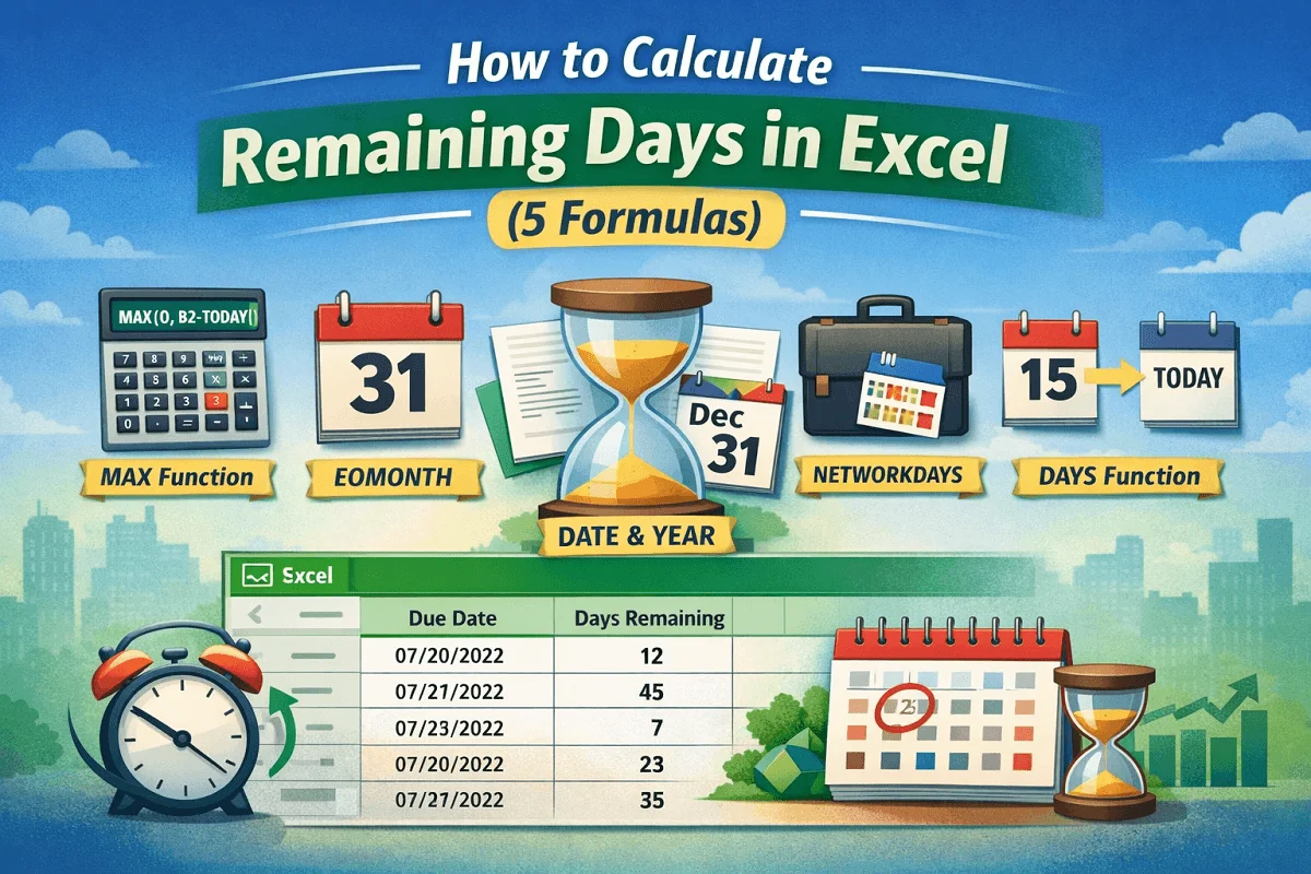 How to Calculate Remaining Days in Excel (5 Formulas) - Excel Insider