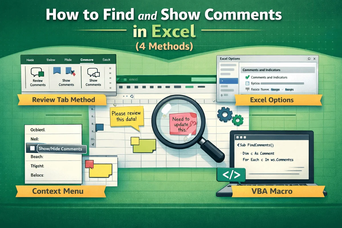 How to Find and Show Comments in Excel (4 Methods) - Excel Insider