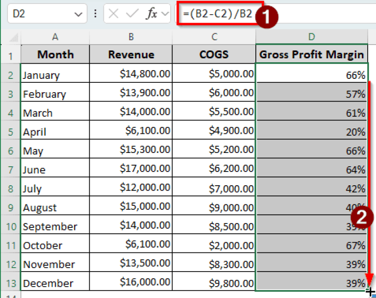 How to Calculate Gross Profit Margin in Excel (2 Examples) - Excel Insider