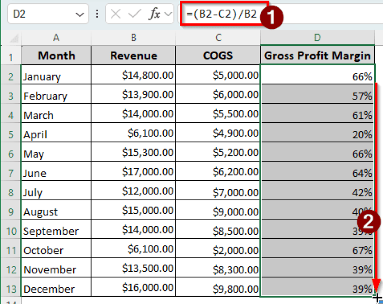 How to Calculate Gross Profit Margin in Excel (2 Examples) - Excel Insider