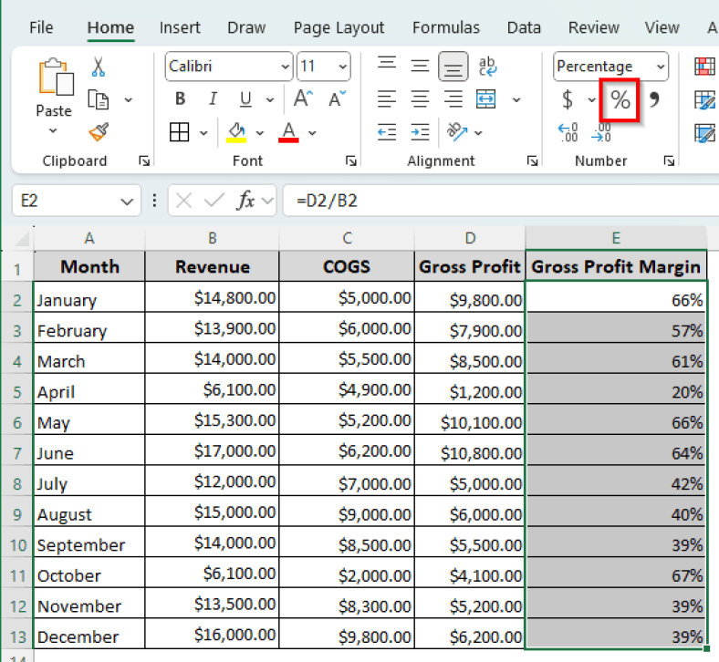 How to Calculate Gross Profit Margin in Excel (2 Examples) - Excel Insider