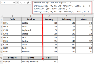 How to Use SUMPRODUCT with INDEX-MATCH Formula in Excel - Excel Insider
