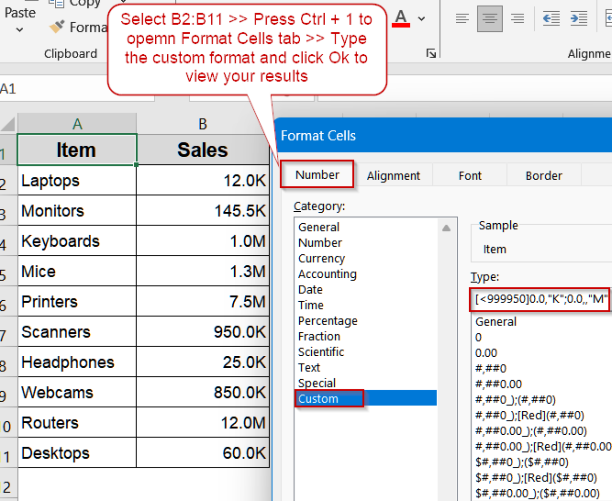 Format Numbers with Thousands (K) & Millions (M) in Excel - Excel Insider