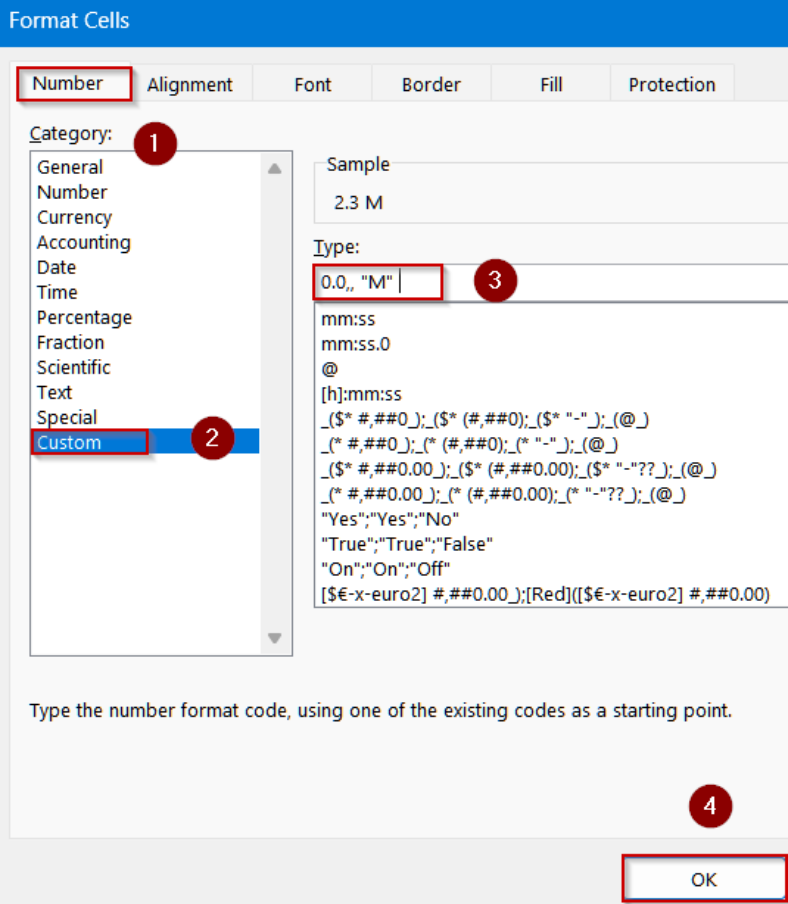 Excel Custom Number Format for Millions with One Decimal - Excel Insider