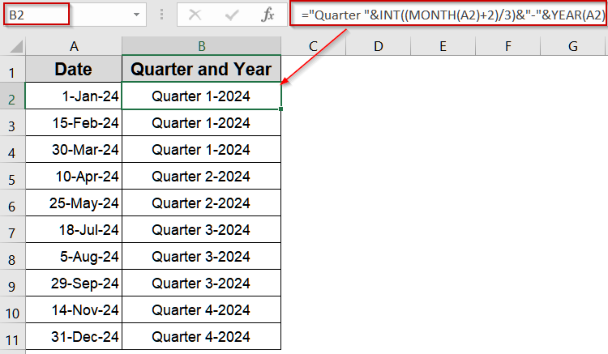 How to Convert a Date to Quarter and Year in Excel - Excel Insider
