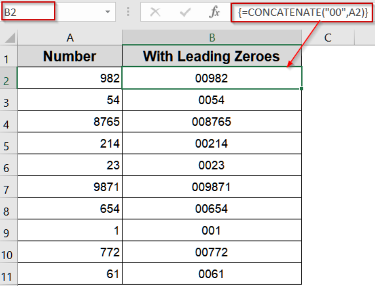 How to Convert Number to Text with Leading Zeros in Excel - Excel Insider