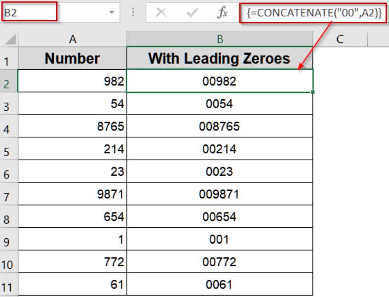 How to Convert Number to Text with Leading Zeros in Excel - Excel Insider
