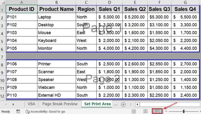 How to Set Print Area in Excel for Multiple Pages - Excel Insider