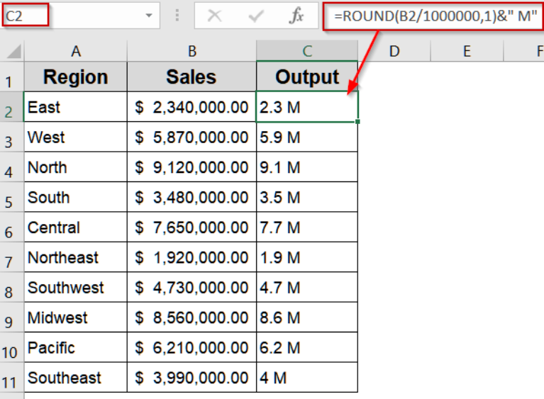 Excel Custom Number Format for Millions with One Decimal - Excel Insider